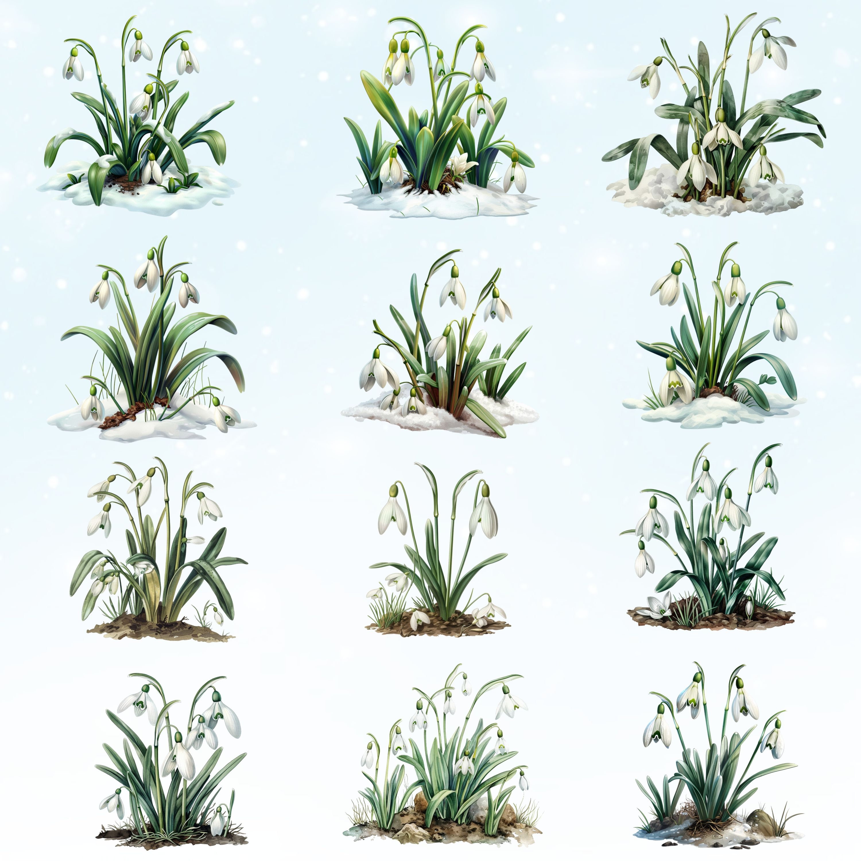 38 PNG Snowdrop Birthflower Clipart Bundle PNG, January Birth Flower ...