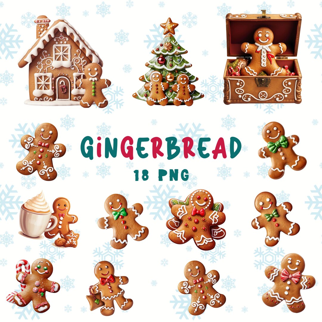 Watercolor Gingerbread Clipart: Christmas PNG Images (digital Download ...