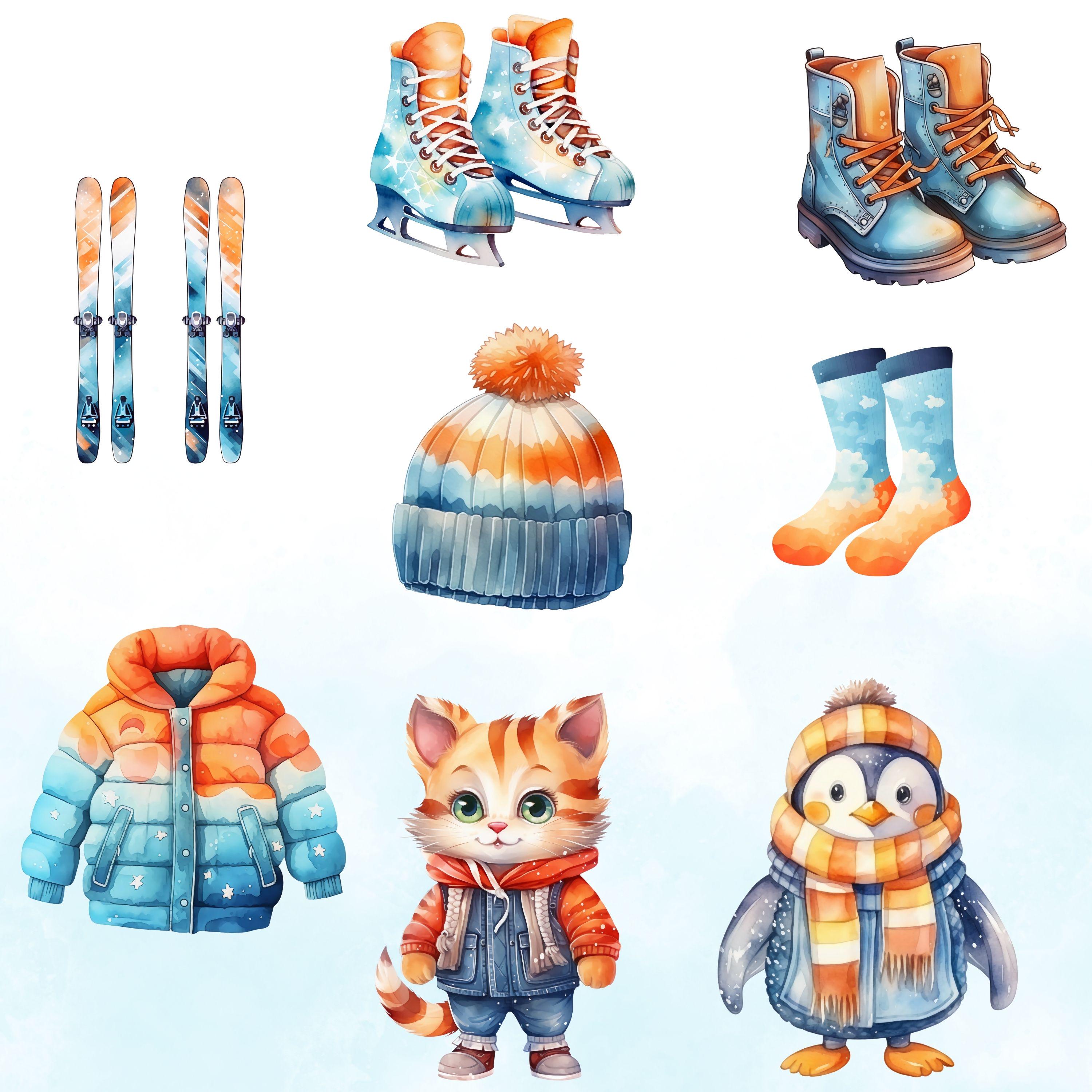 Watercolor Winter Clipart, Watercolor Cozy Winter Clipart, Holiday ...