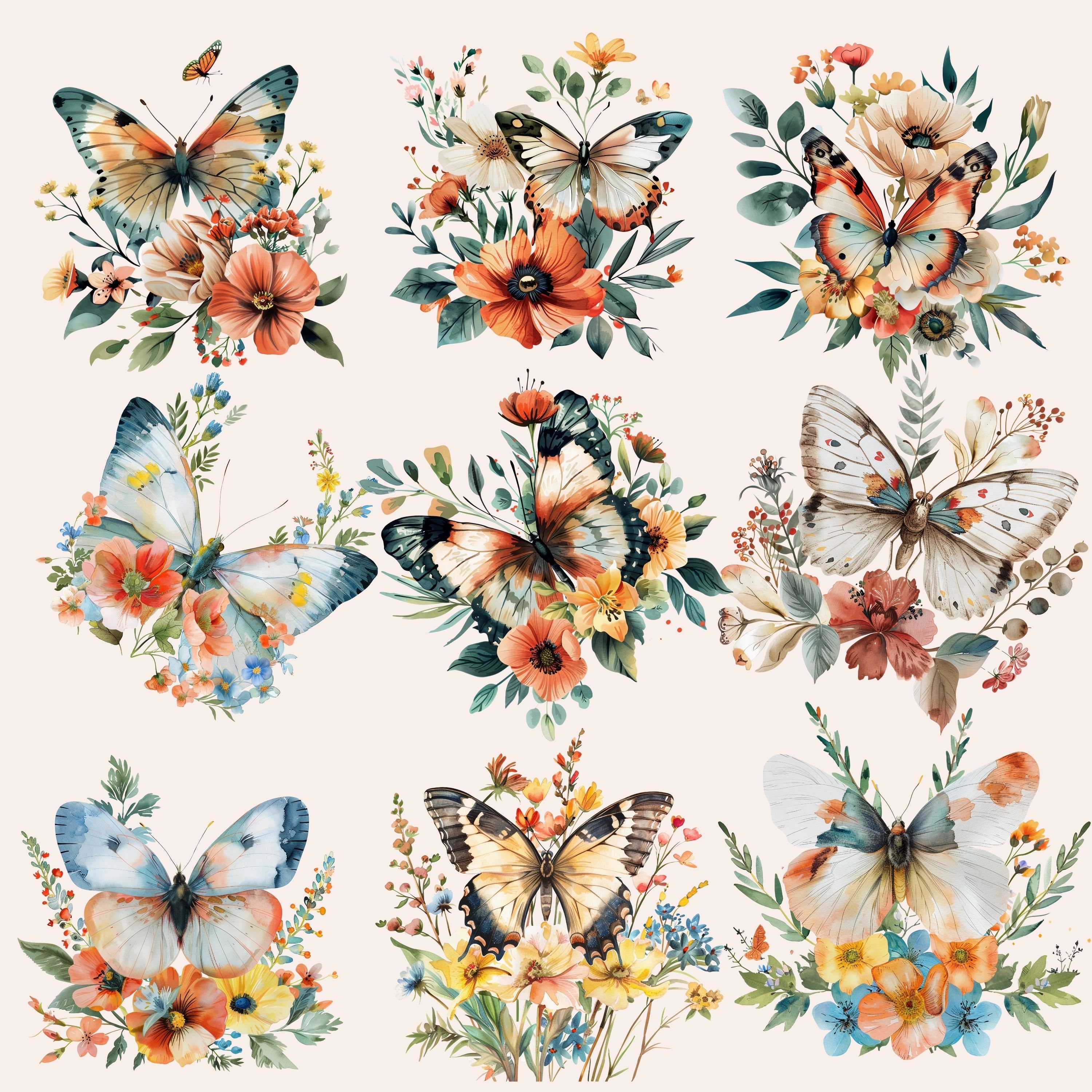 Watercolor Butterflies Clipart, Flowers Butterfly PNG Clipart, Colorful ...
