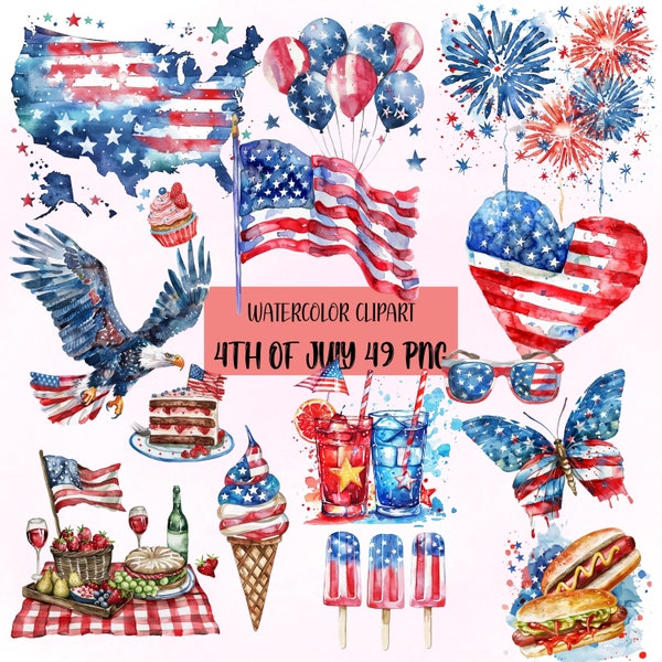 4th of July Clipart - Etsy