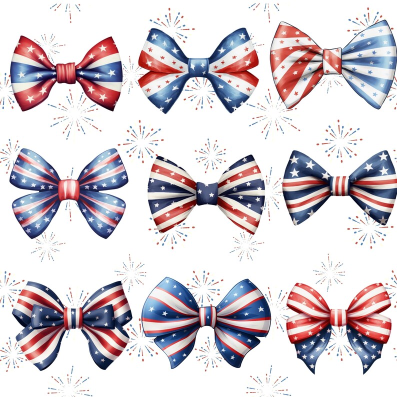 Patriotic Coquette Bow Clipart: 4th of July PNG (digital Download) - Etsy