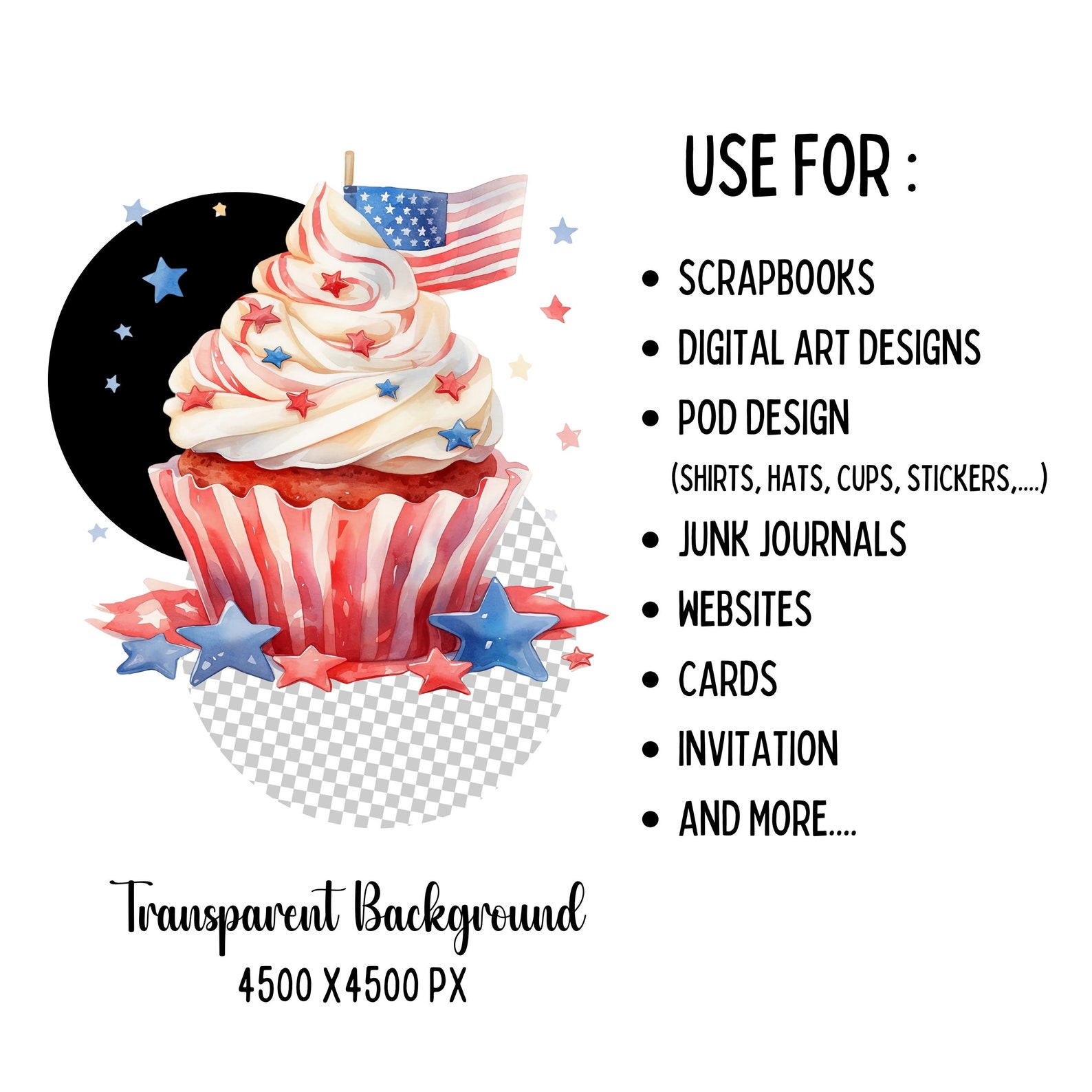 Patriotic Cupcake Clipart, 4th July Cupcakes Clipart Bundle, Red White ...