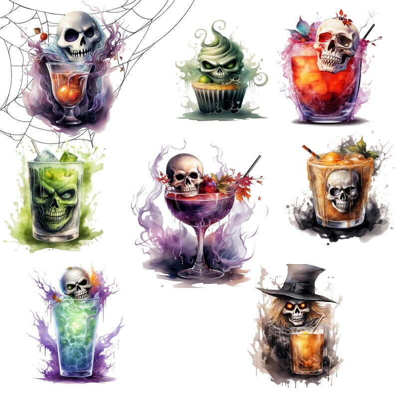 Halloween Cocktail Clipart, Halloween Drink Clipart, Spooky Halloween ...