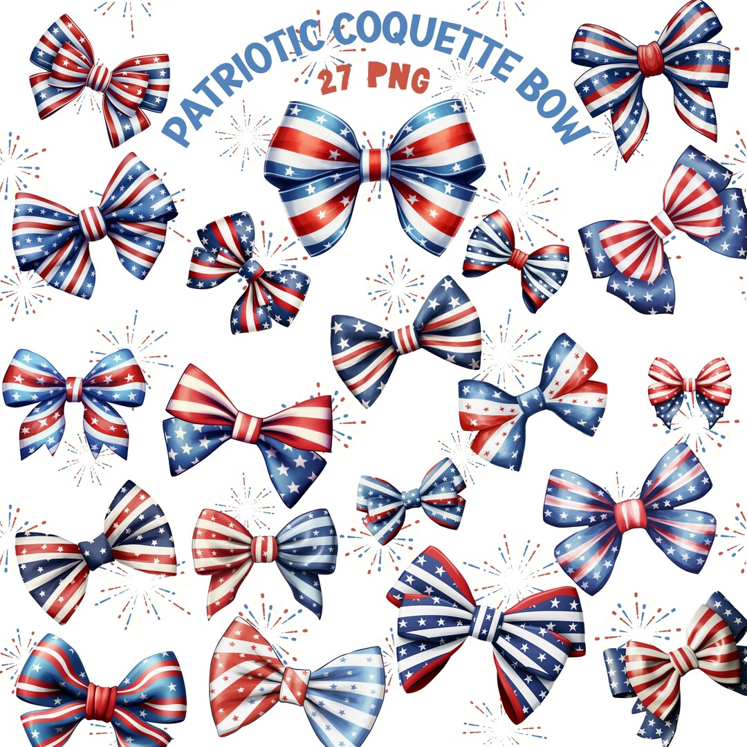 Patriotic Coquette Bow Clipart: 4th of July PNG (digital Download) - Etsy