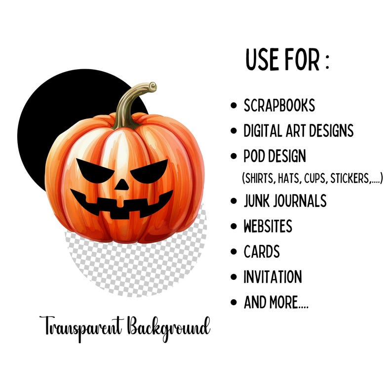 Watercolor Halloween Pumpkin Clipart: Spooky Jack O Lantern PNG ...