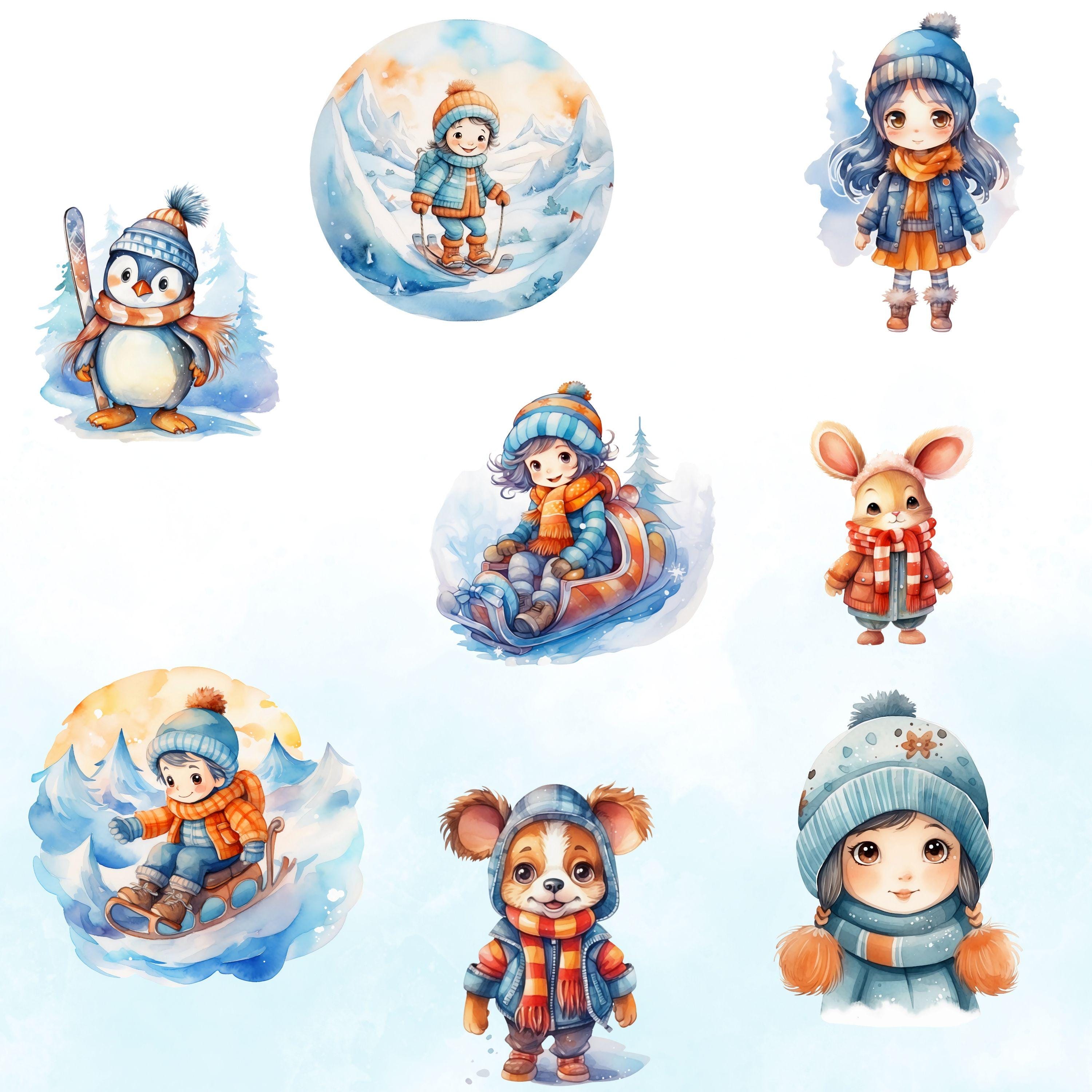 Watercolor Winter Clipart, Watercolor Cozy Winter Clipart, Holiday ...