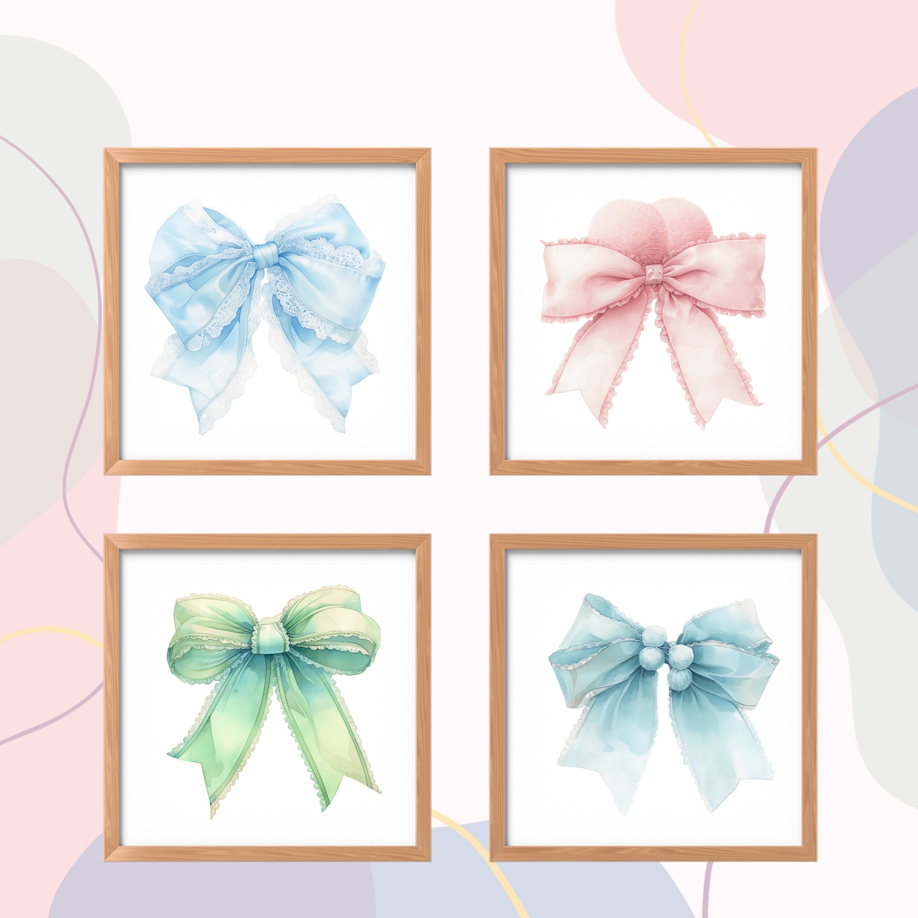 Watercolor Ribbon Bow Clipart: Coquette Bows, Light Pink (PNG Digital ...