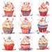 Patriotic Cupcake Clipart, 4th July Cupcakes Clipart Bundle, Red White ...
