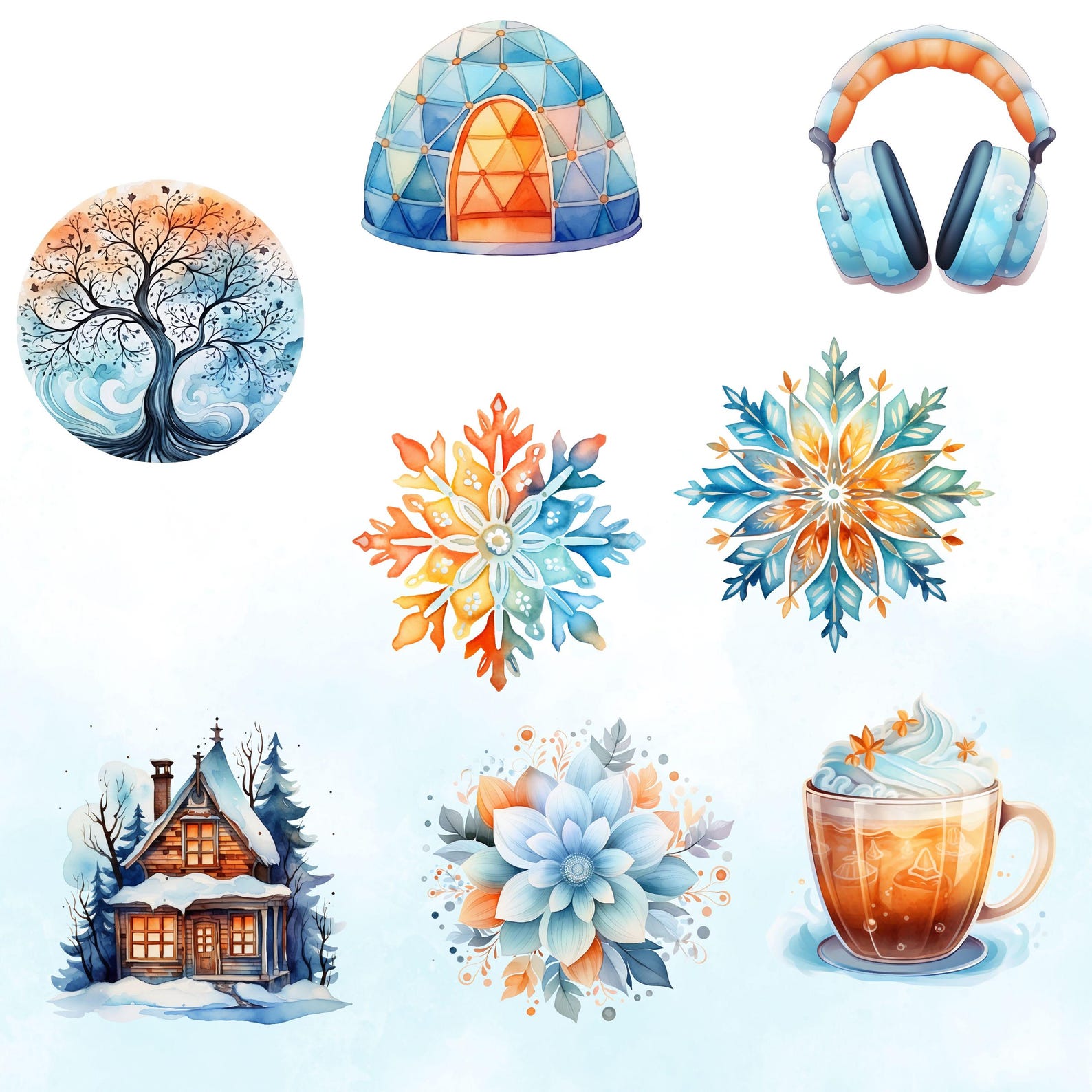 Watercolor Winter Clipart, Watercolor Cozy Winter Clipart, Holiday ...