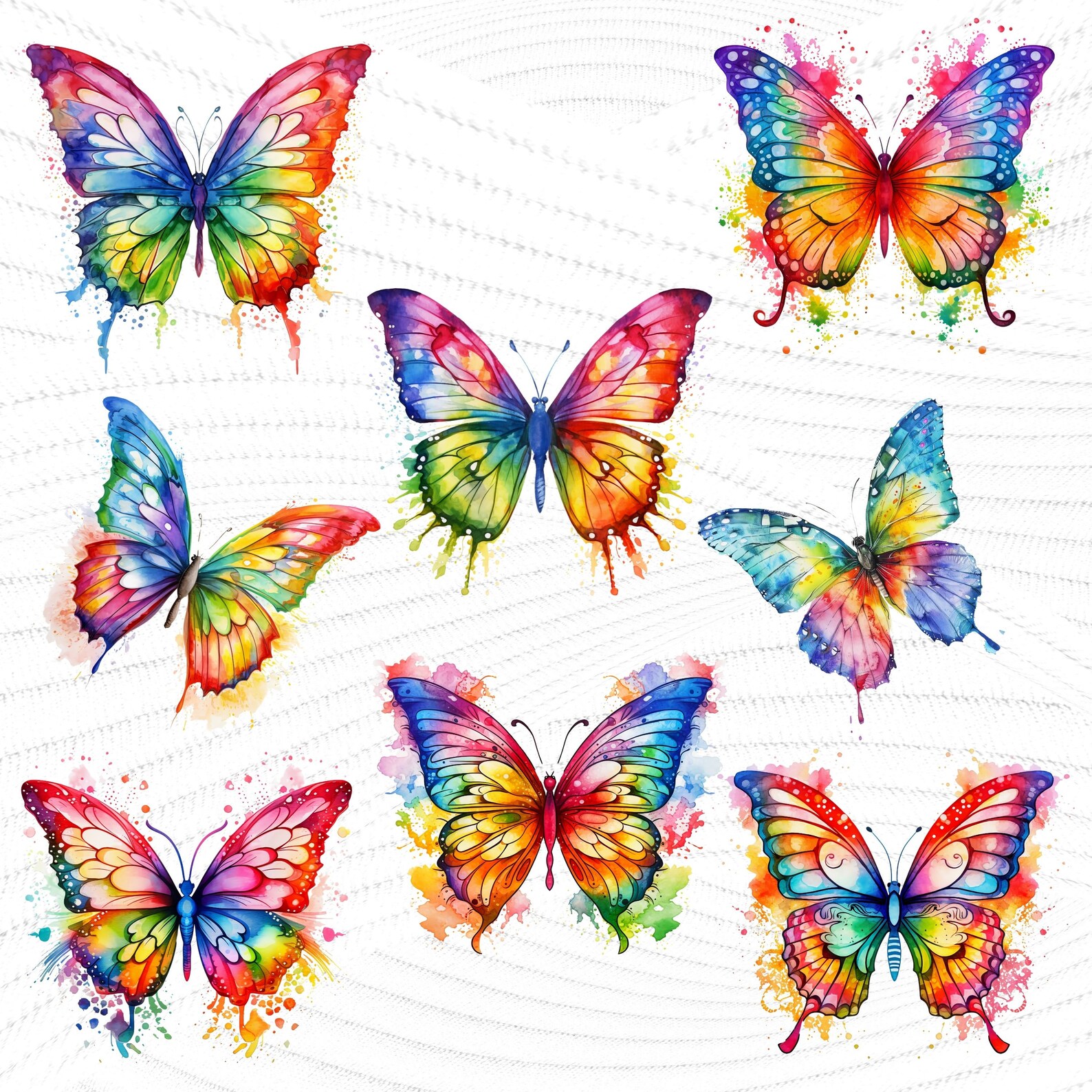 Watercolor Rainbow Butterfly Clipart: Colorful PNG Bundle (23 Files) - Etsy