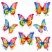 Watercolor Rainbow Butterfly Clipart: Colorful PNG Bundle (23 Files) - Etsy