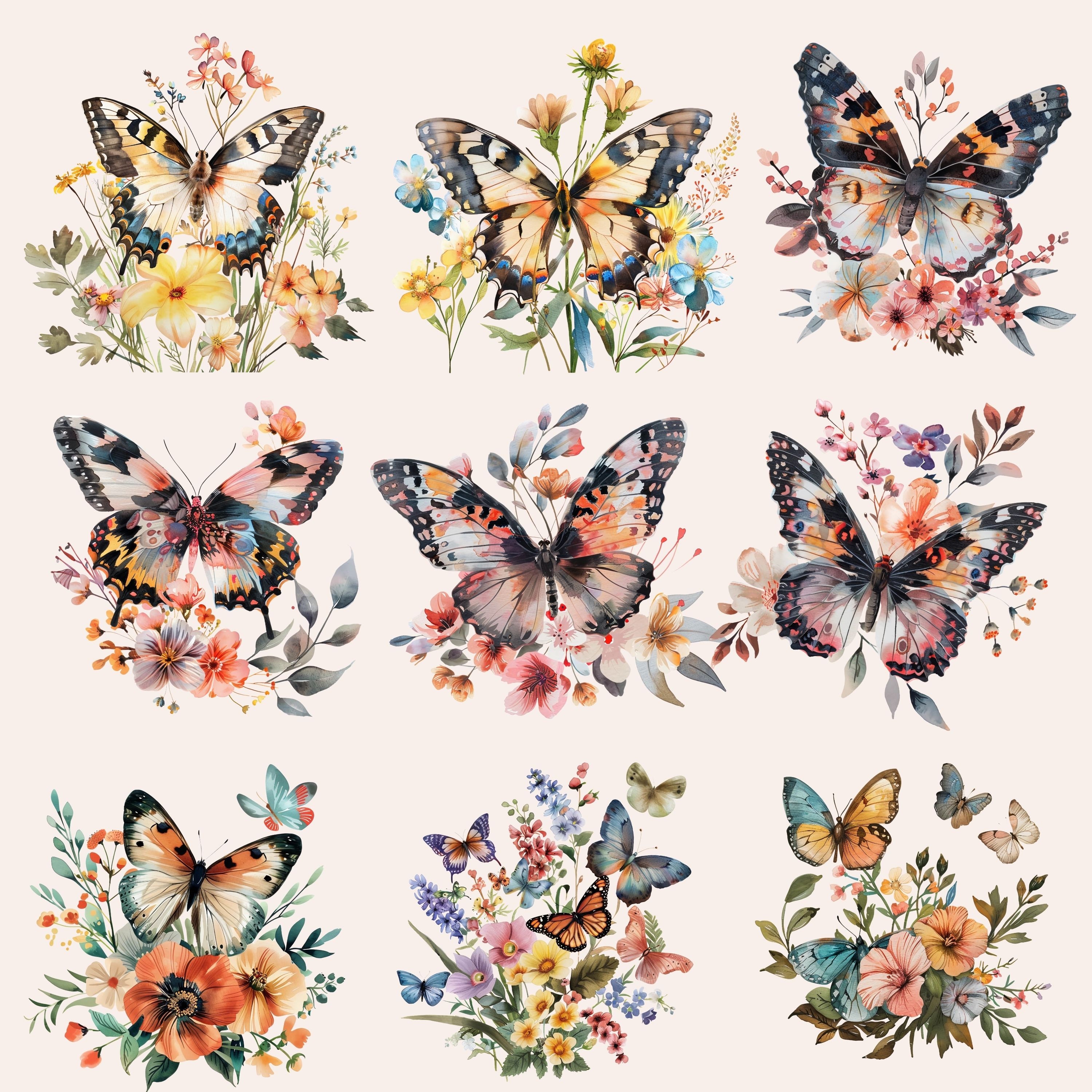 Watercolor Butterflies Clipart, Flowers Butterfly PNG Clipart, Colorful ...