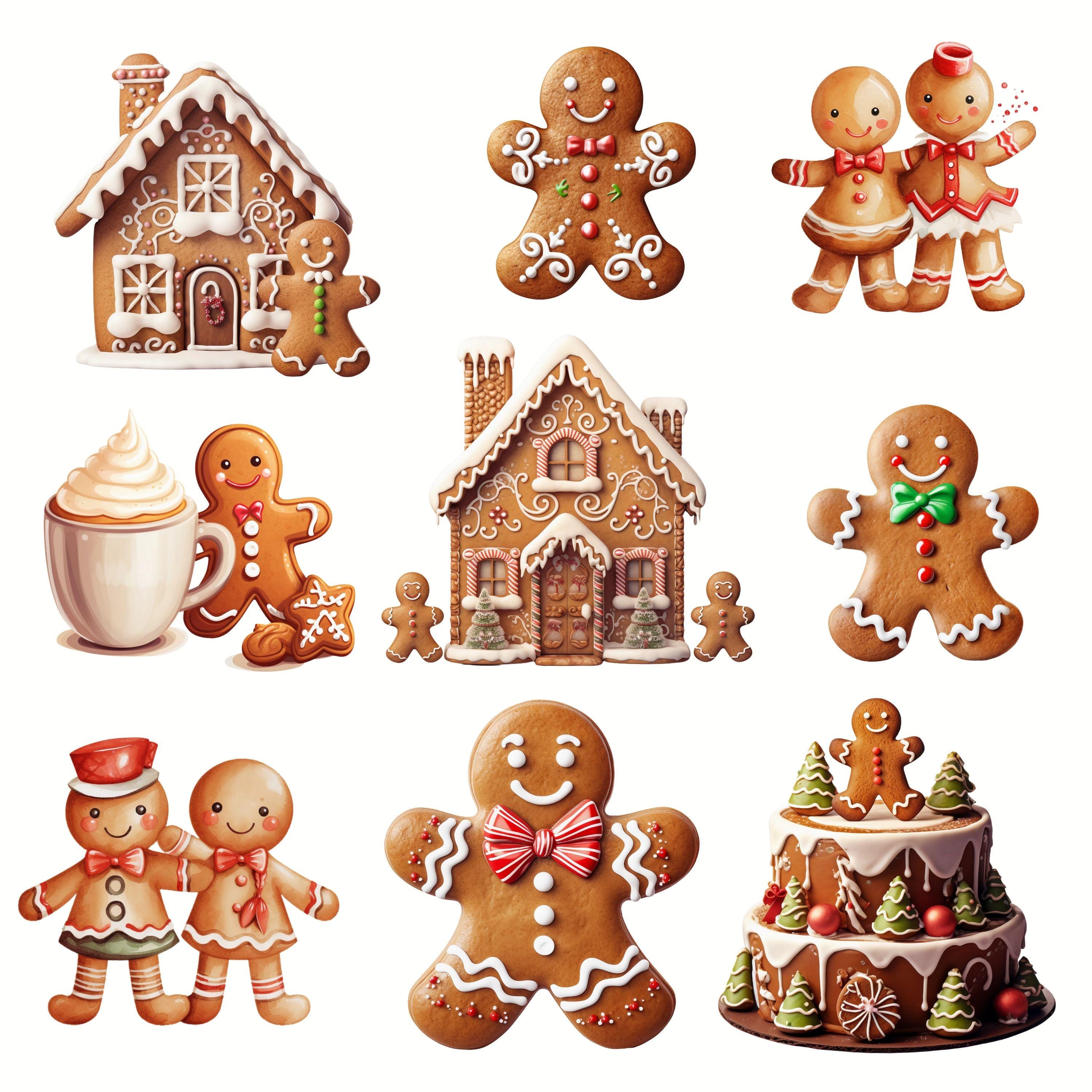 Watercolor Gingerbread Clipart: Christmas PNG Images (digital Download ...