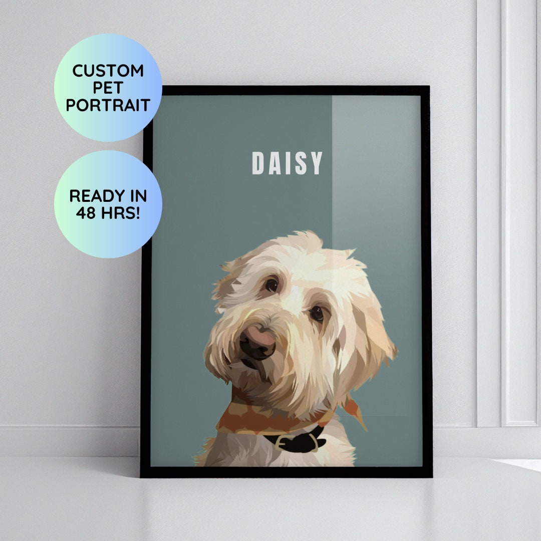Custom Pet Portraits Using Pet Photo Personalized Digital Dog Portraits Cat Portraits Custom Dog ...