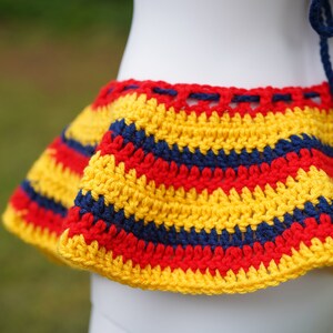 Handmade Crochet Micro Mini Skirt Bikini 4-piece Set With Bucket Hat ...