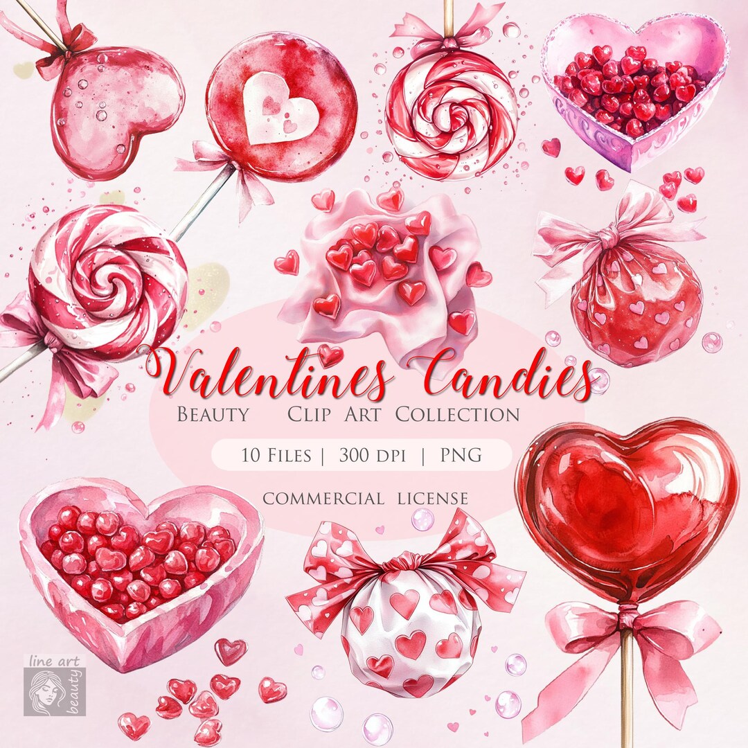 Valentines Day Cliparts Candies Bundle 10 Pieces in a Set CA001 - Etsy