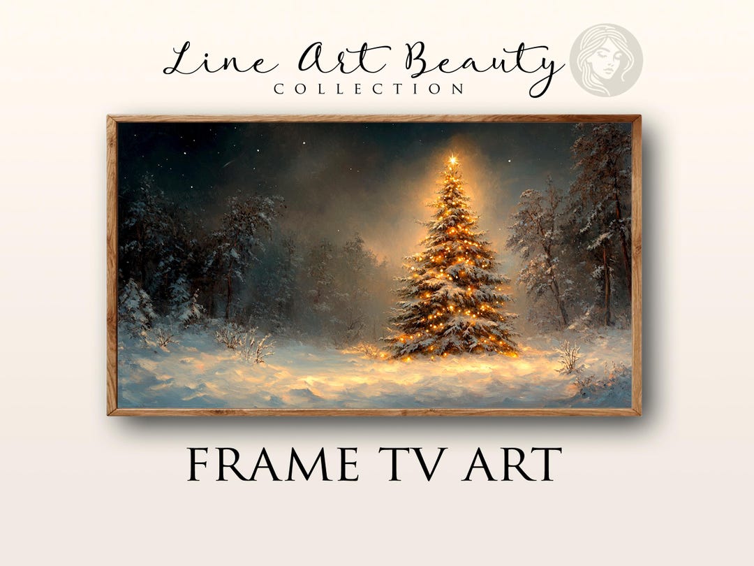 Christmas Frame TV Art - Christmas Tree With Decorations in the Forest ...