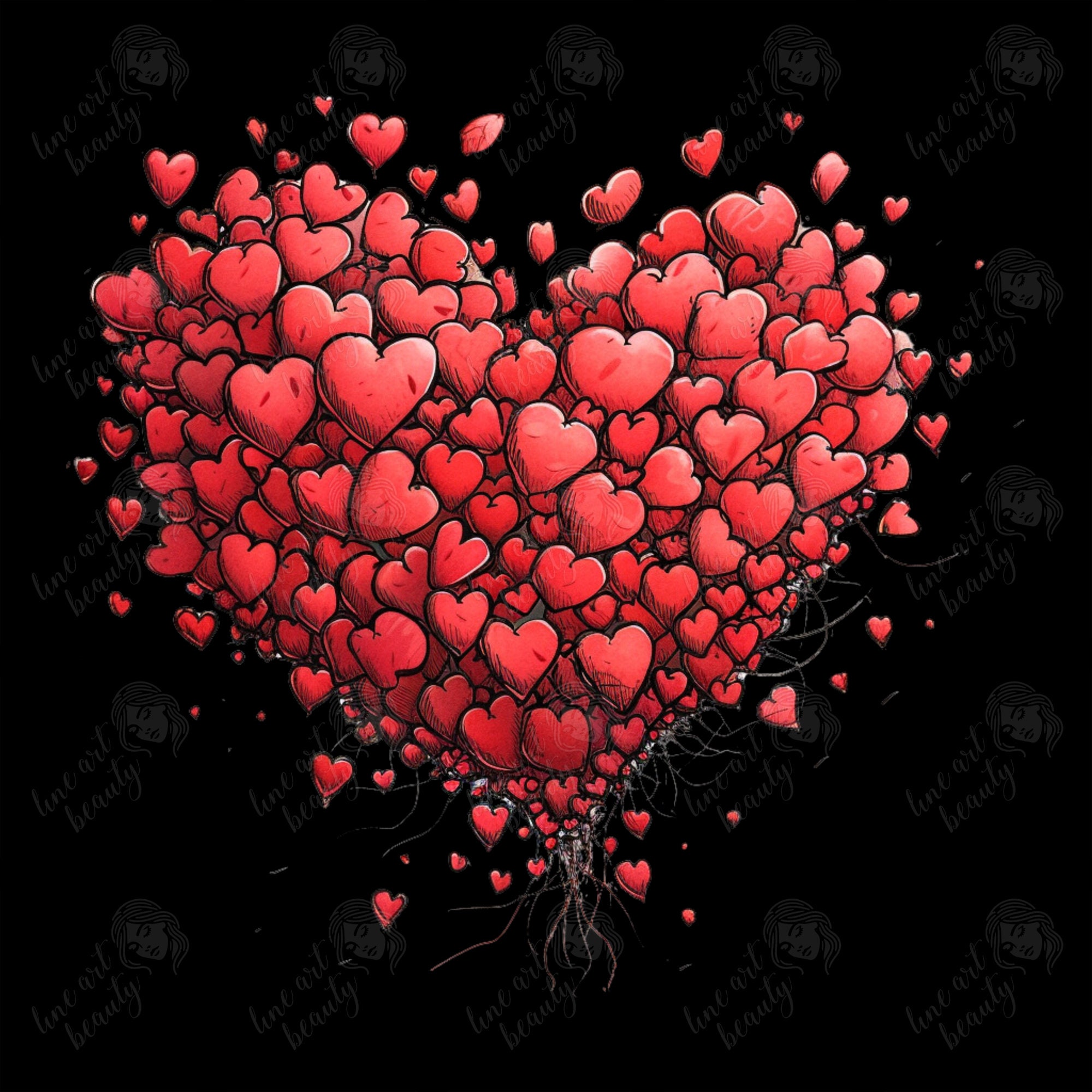 Valentines Day Clipart: Heart of Hearts Watercolor Transparent ...