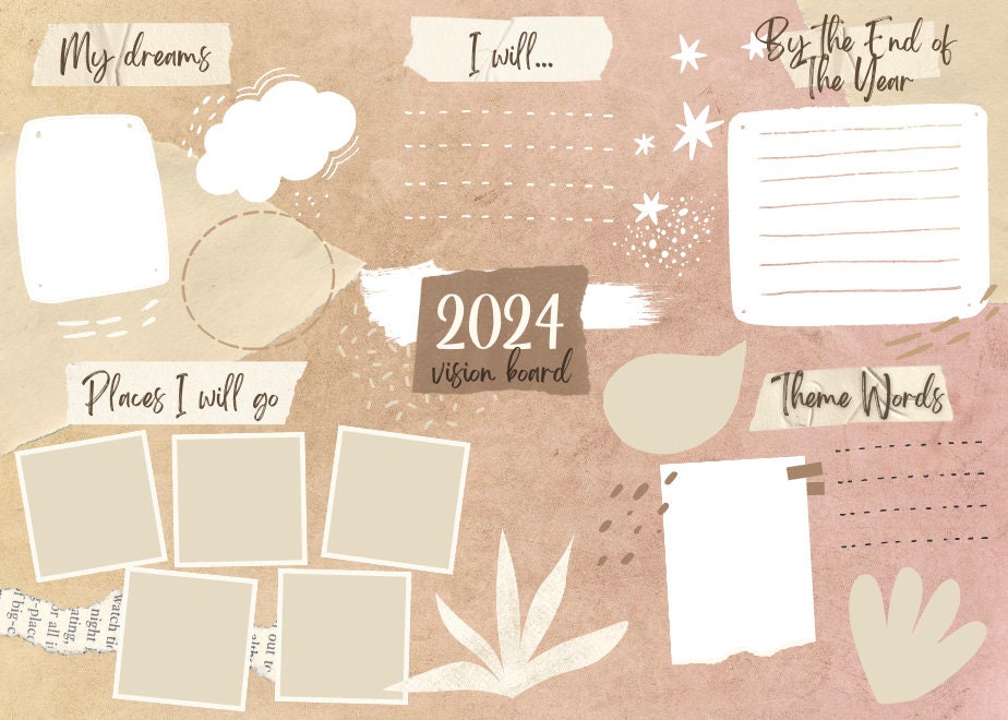 2024 Vision Board New Years Eve Planning Instant Download