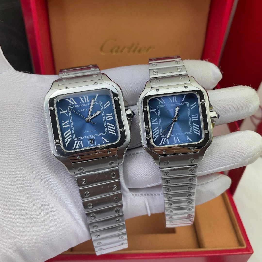 Cartier Santos De Cartier Blue Dial Watch, Come With Box Tag Papers ...