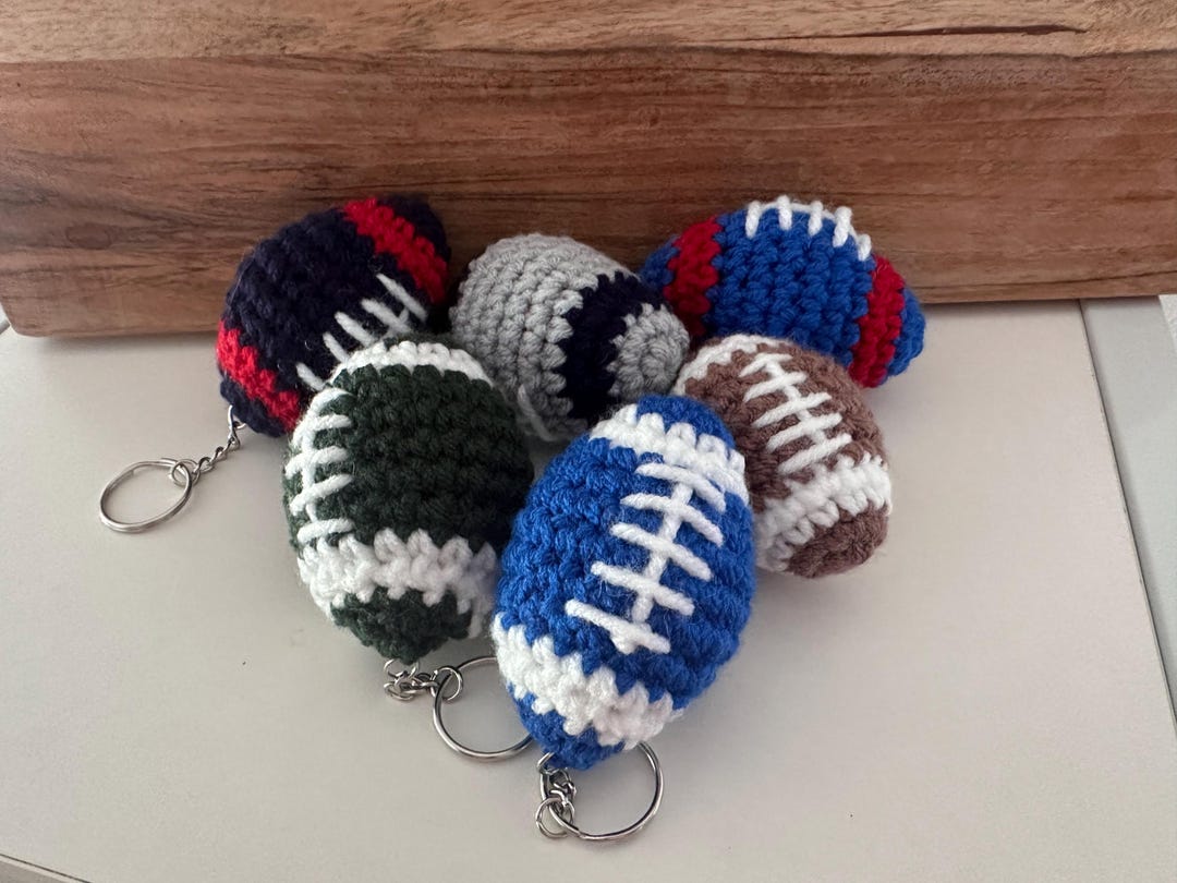 Custom Crochet Football Keychain | Personalized Team Colors | Handmade ...