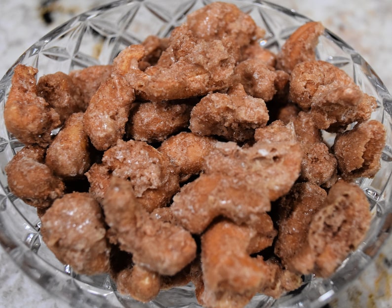 Cinnamon Sugar Candied Cashews, Cashews, Cinnamon Roasted Nuts, Nuts ...