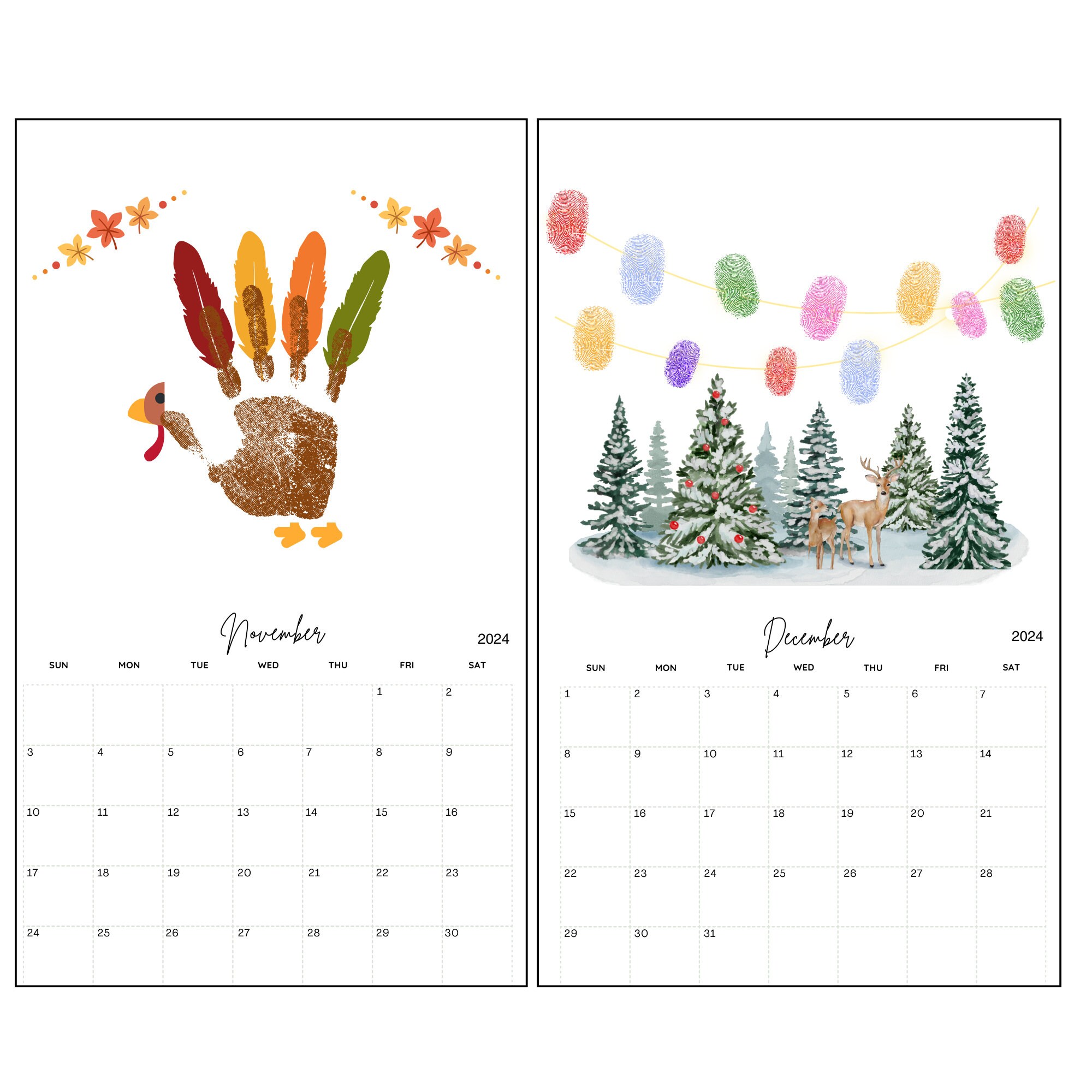 2024 Handprint Calander, LARGE, 2024 Footprint Calander, DIY Calander ...
