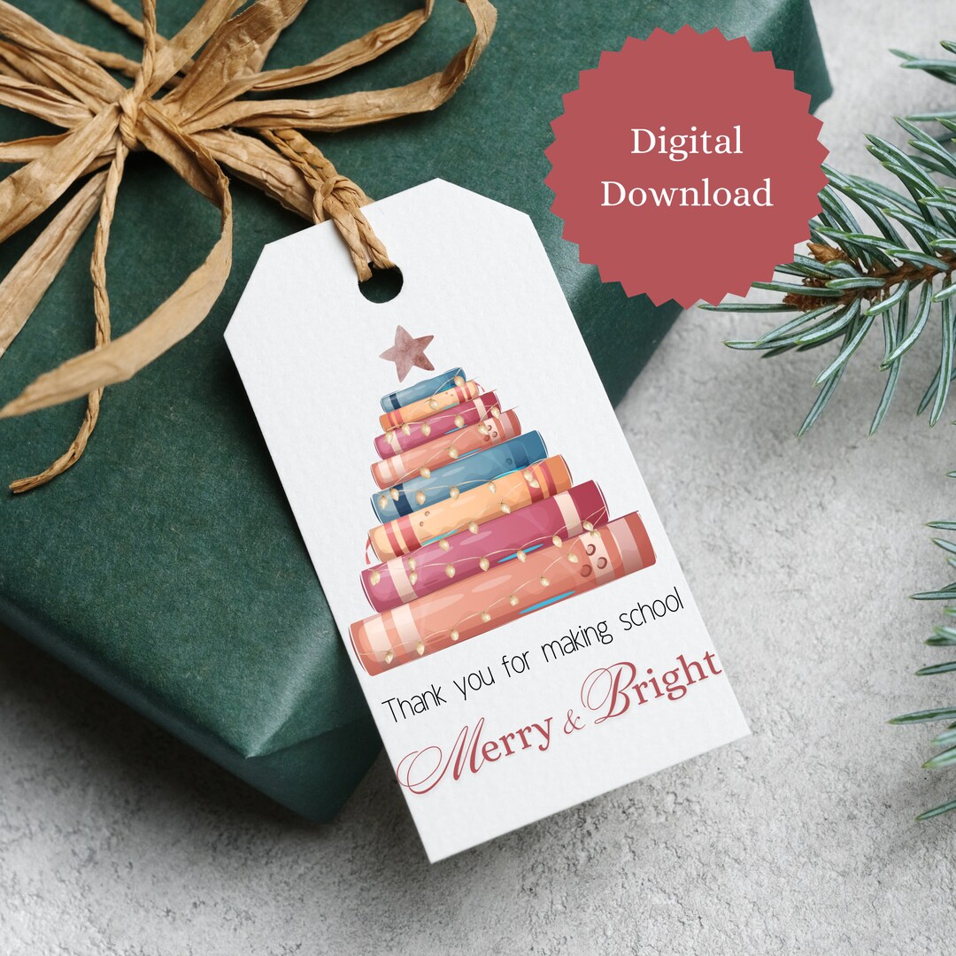 Teacher Gift Tag Holiday Printable Card Christmas Tag From - Etsy