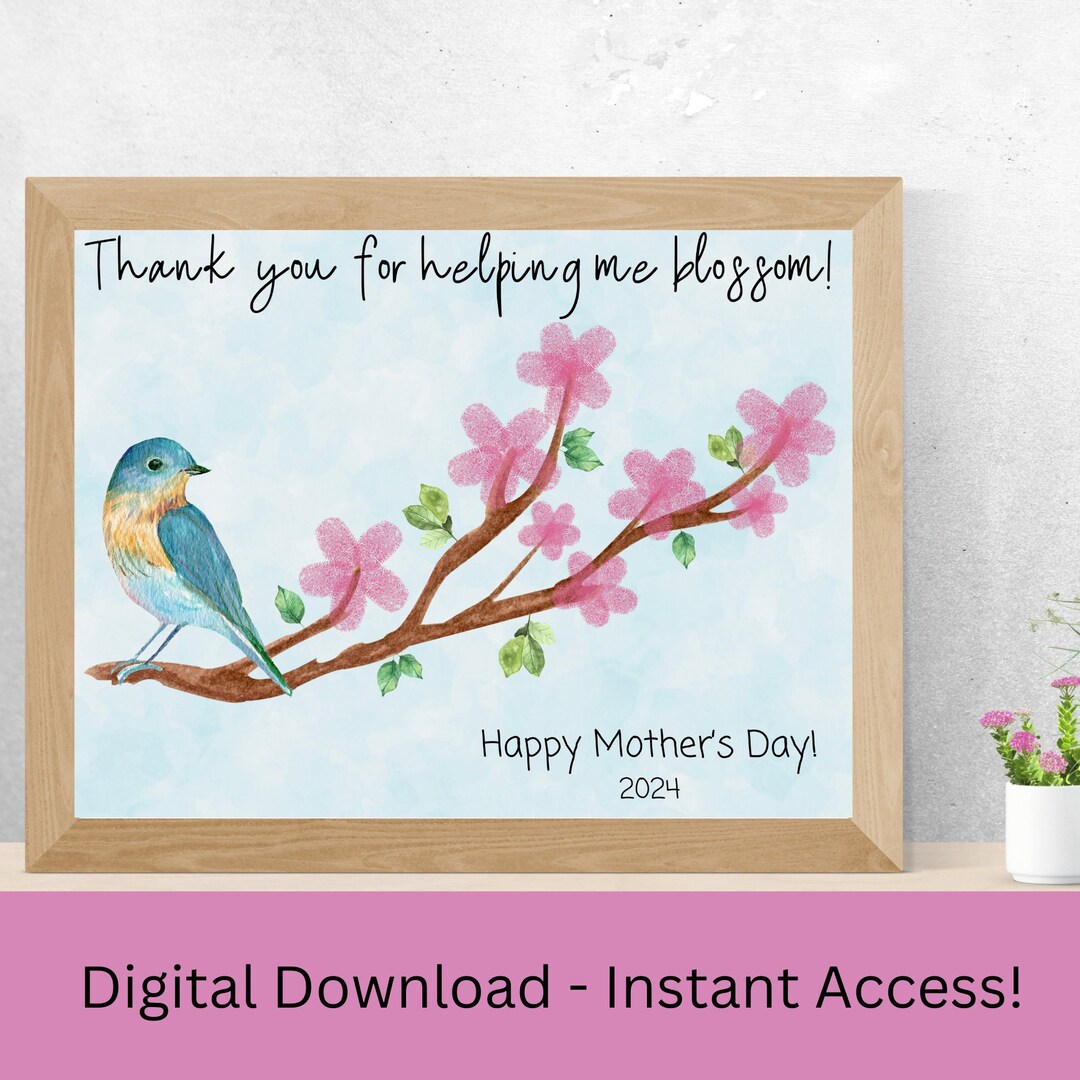 Personalized Flower Handprint Art, Printable Gift for Mom, DIY ...