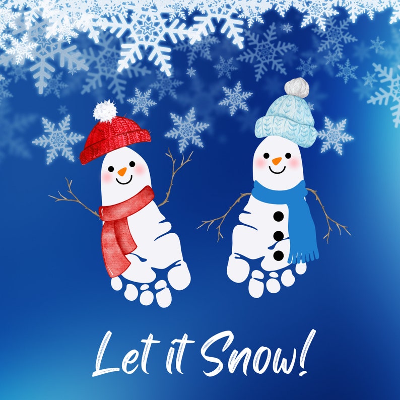 Kids Footprint Snowman Christmas Art Holiday Printable Gift - Etsy