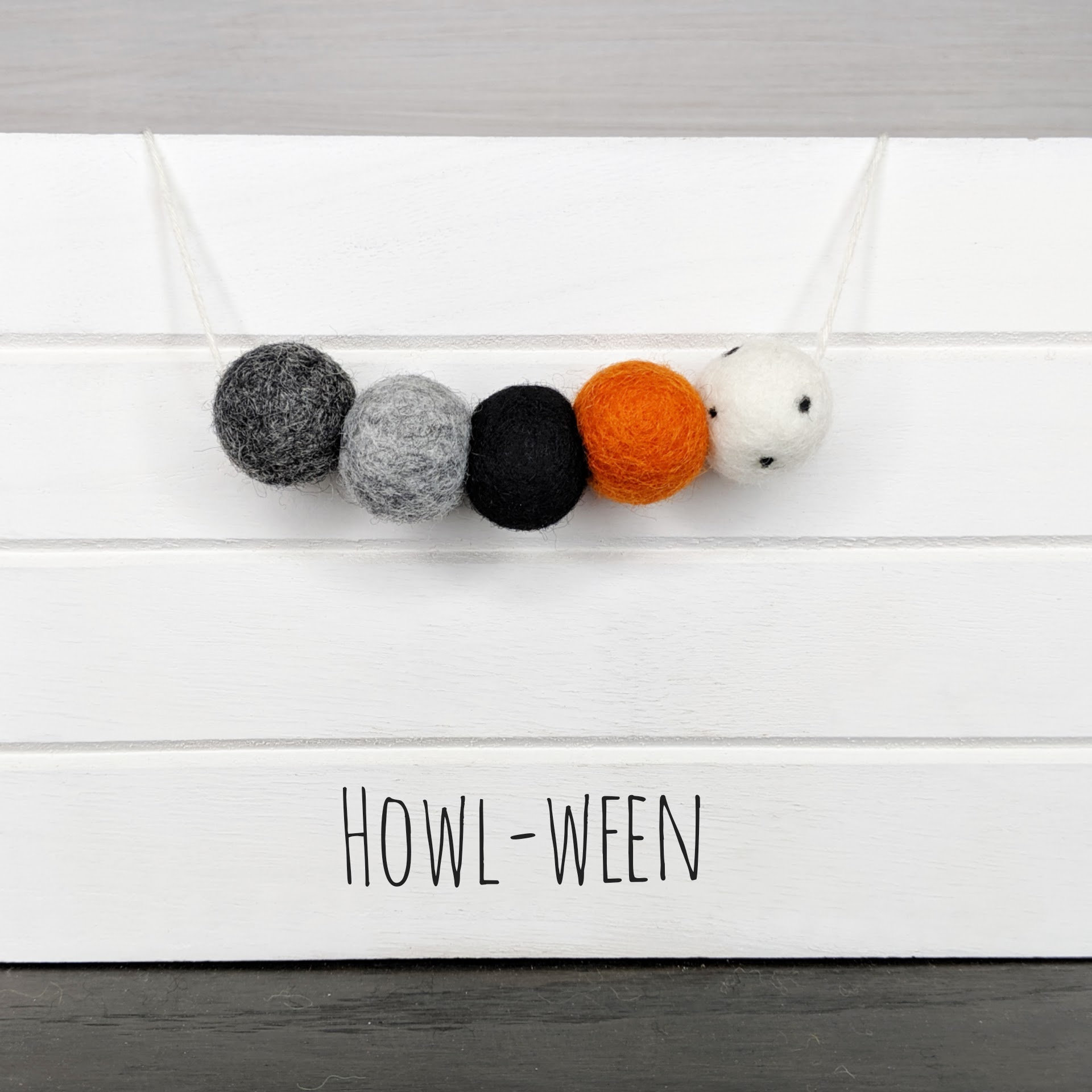 Halloween Felt Ball Garland Wool October Pom Pom Holiday Decor Banner ...