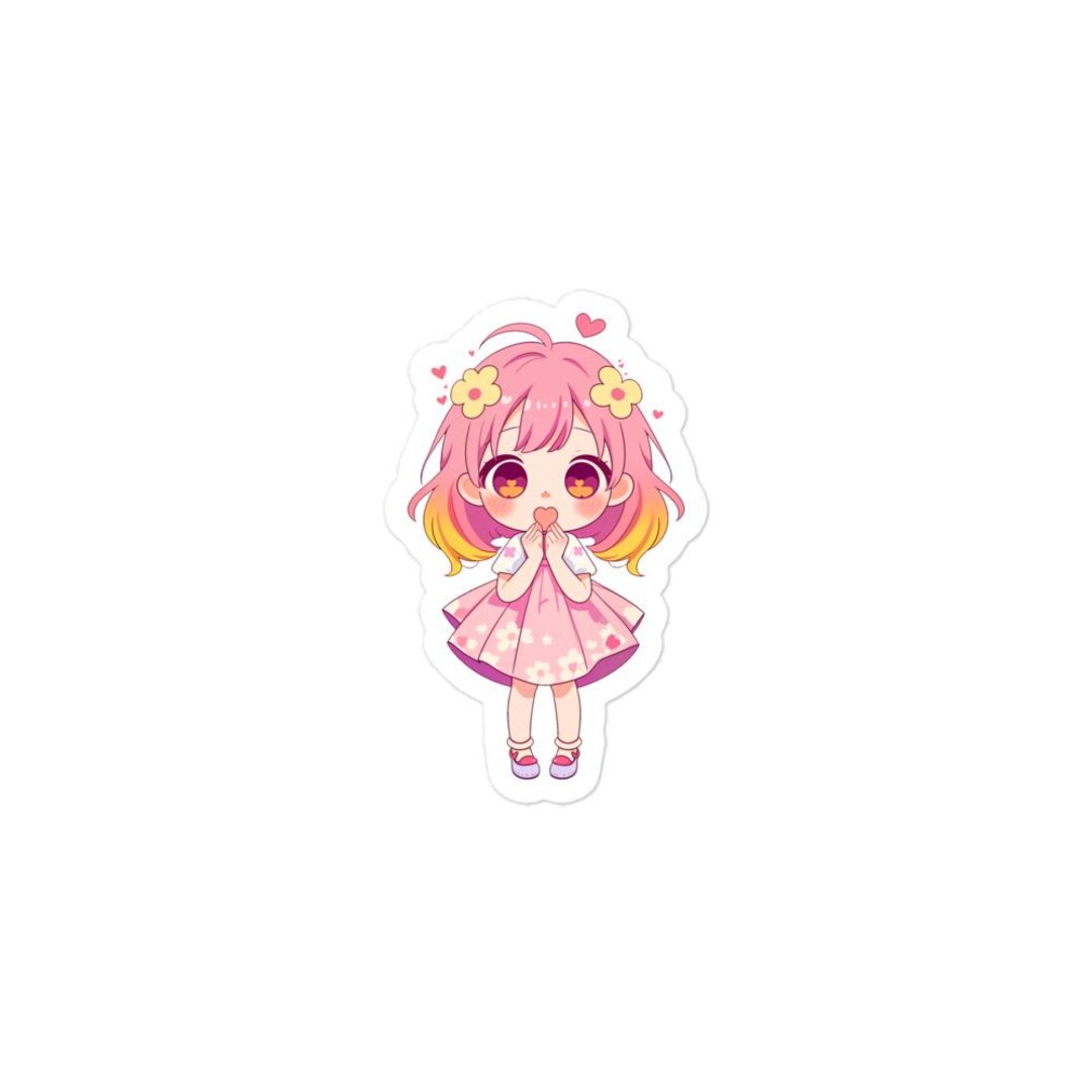 Chibi Girl Sticker Tropical Series Love Heart - Etsy