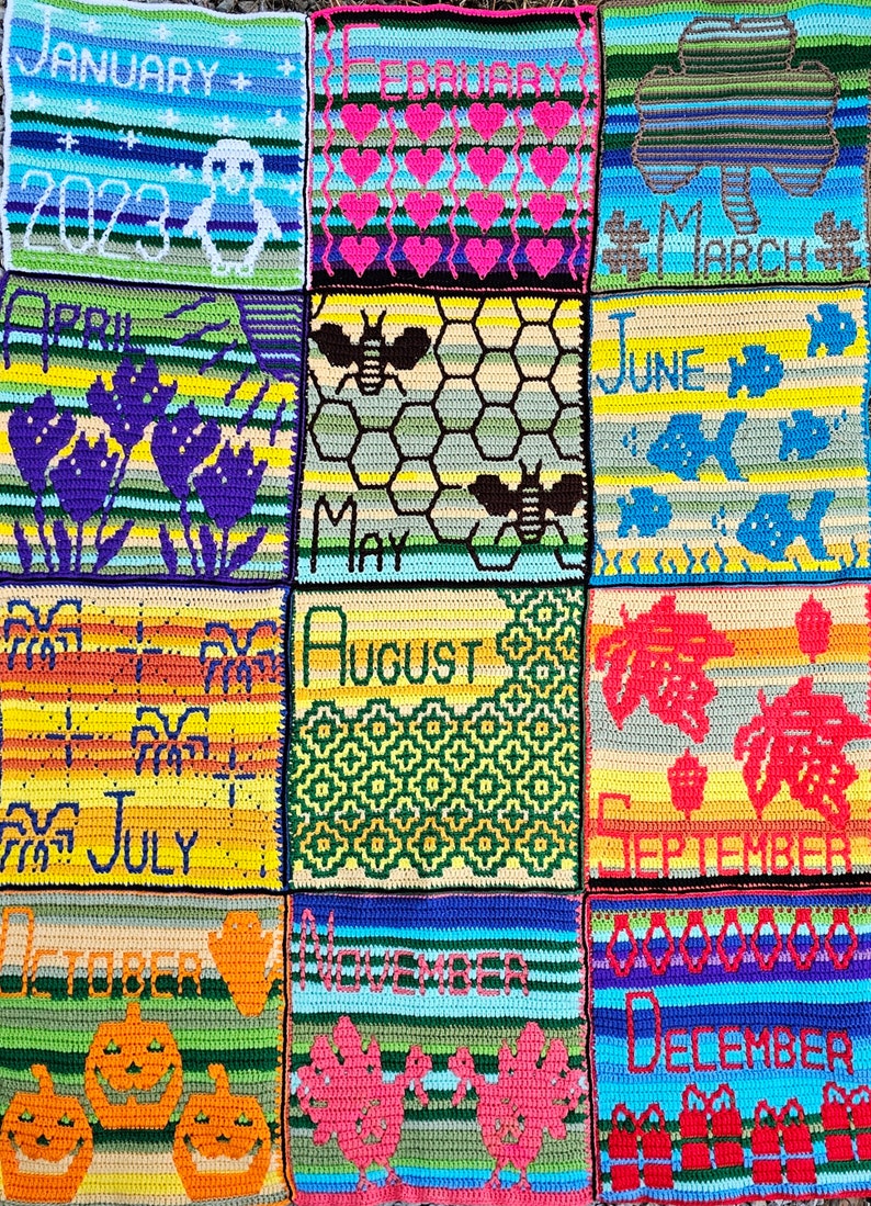 April Temperature Blanket Square Mosaic Crochet Pattern - Etsy