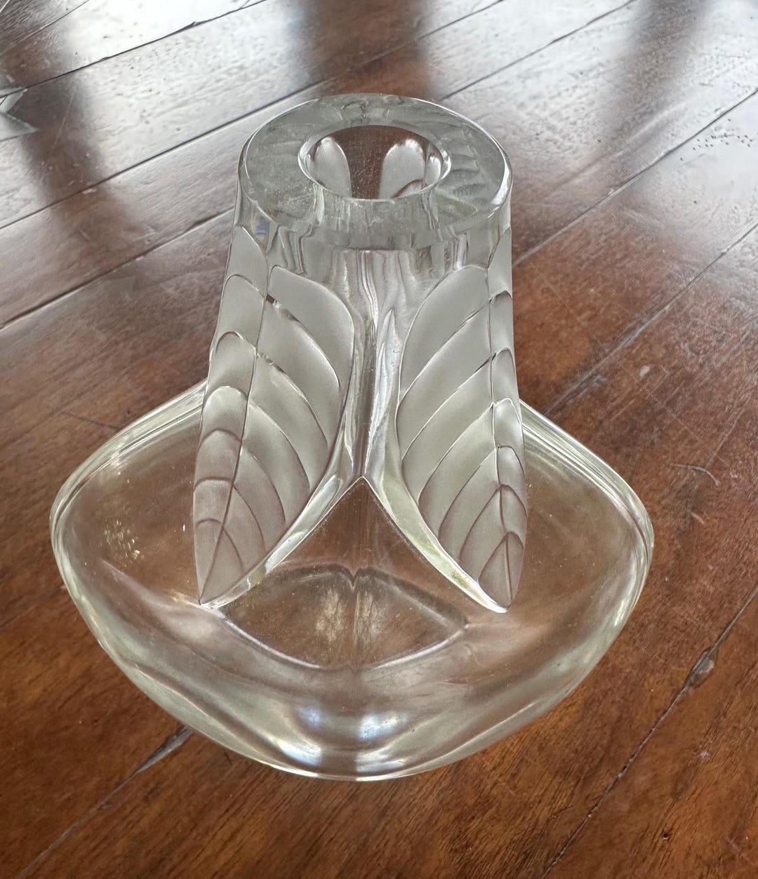 Lalique Crystal Stem Vase 6 1/2 Inches Tall Leaf Patern - Etsy