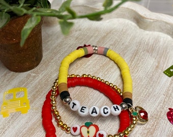 Teacher Bracelet Set, Teacher Gift, Back to School Gift - Etsy