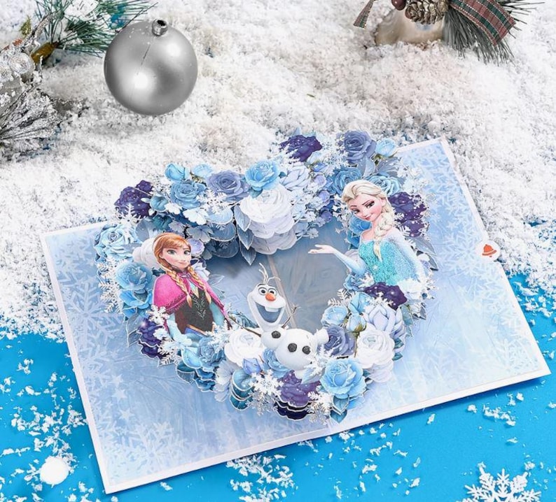 Frozen Greeting Cards With Envelope Ice Flower Postcard Anna & Elsa ...
