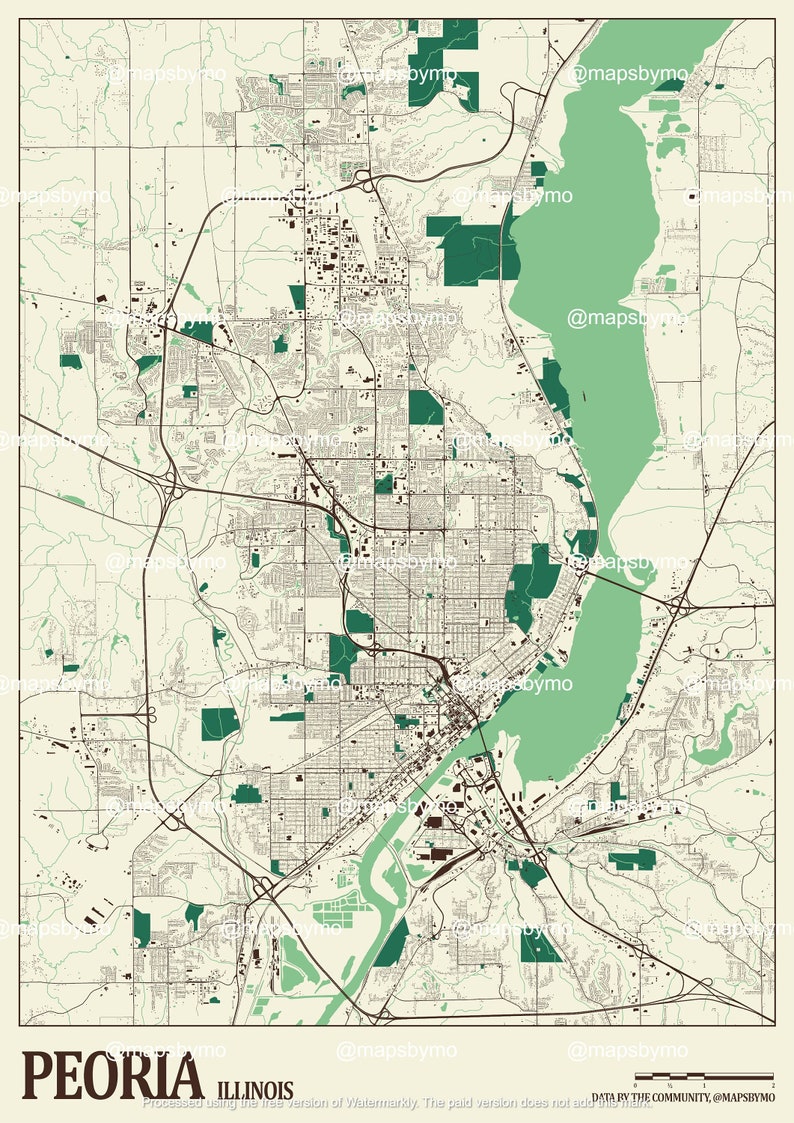 Peoria Illinois Street Map - Etsy