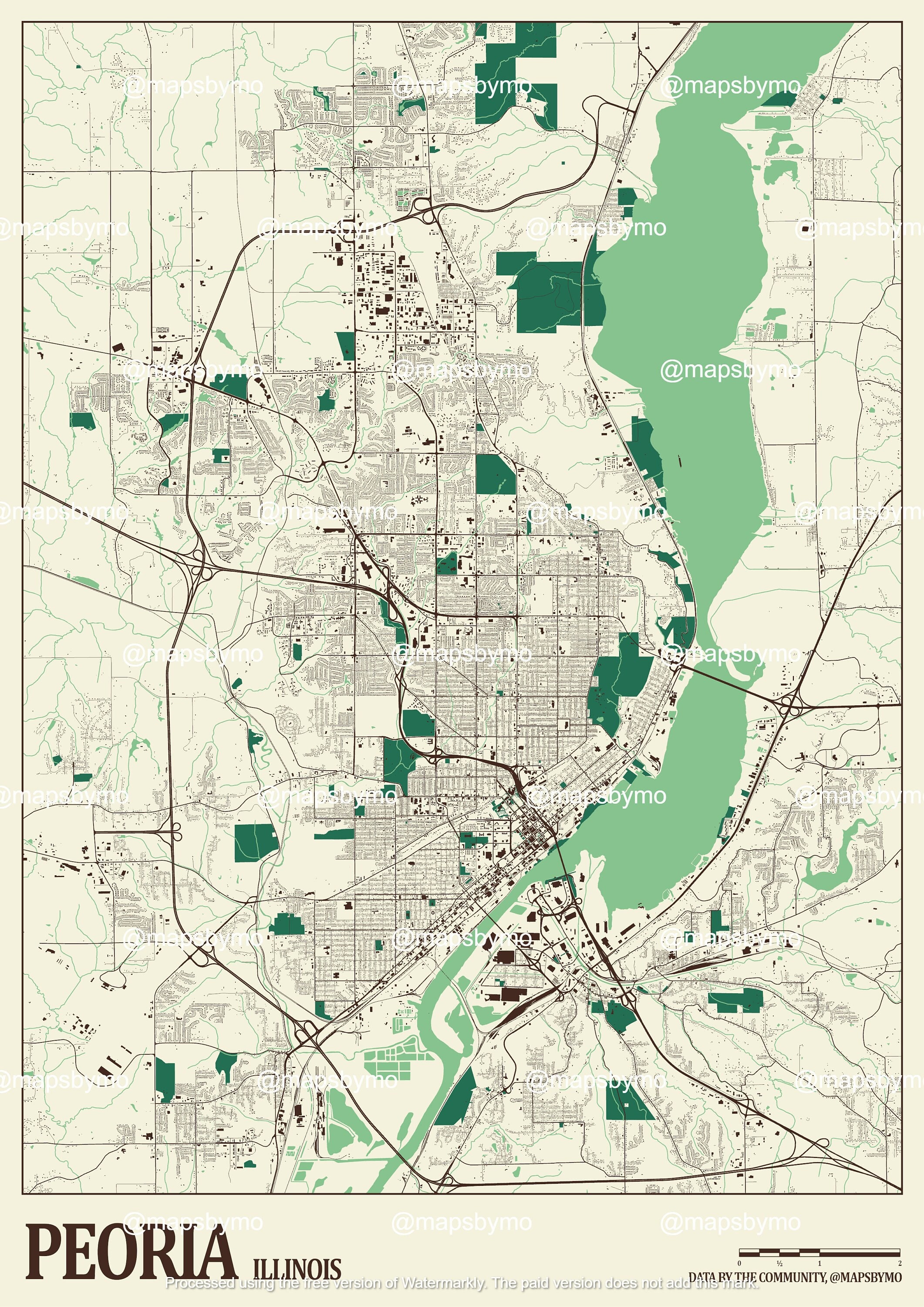 Peoria Illinois Street Map - Etsy