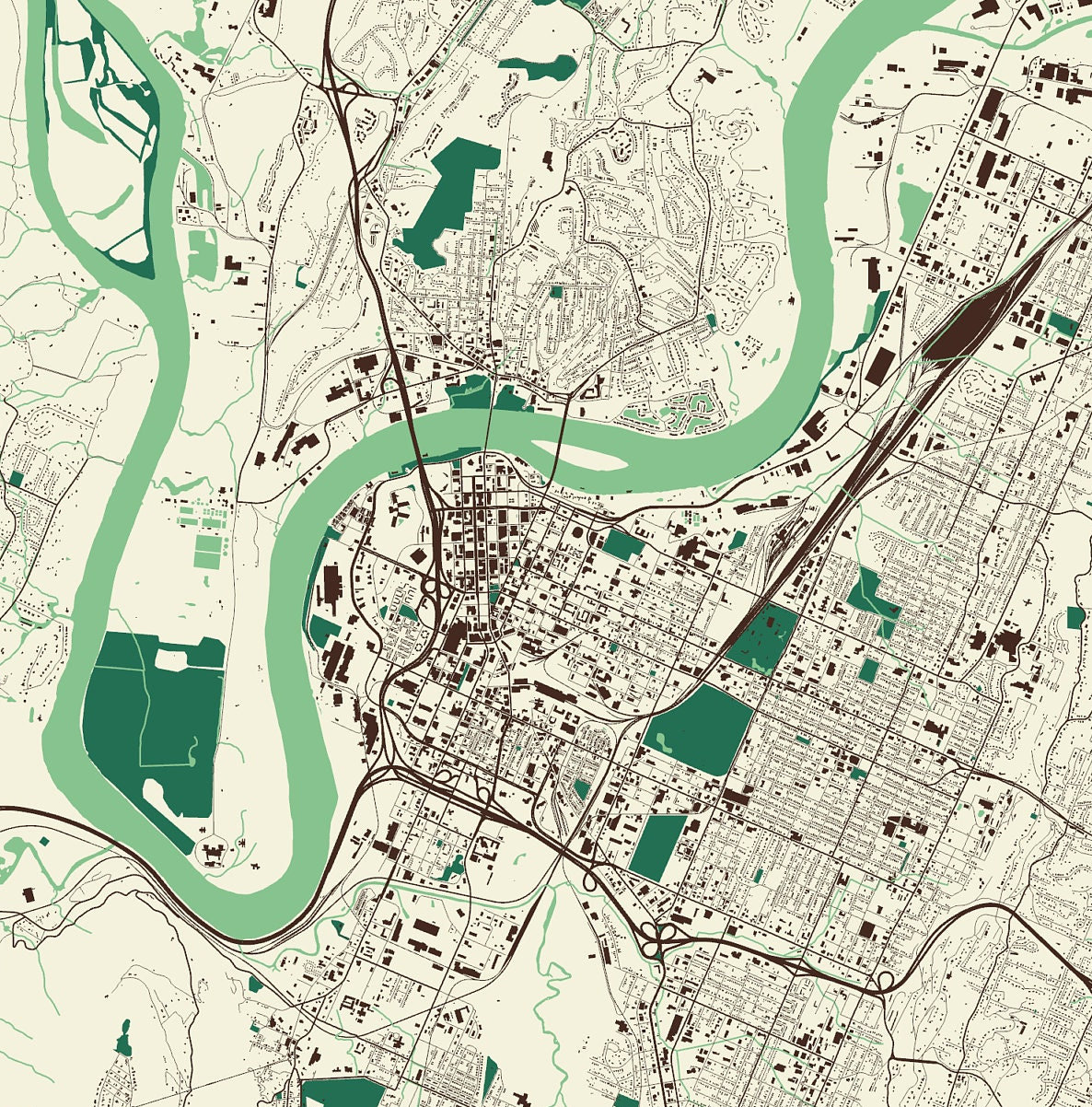 Chattanooga Street Map - Etsy