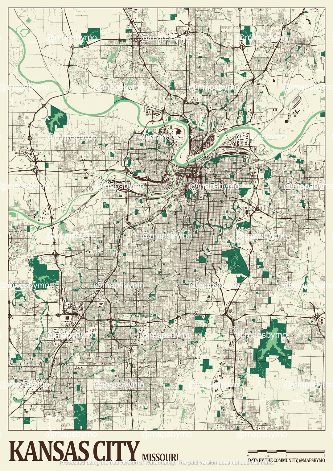 Kansas City Street Map - Etsy