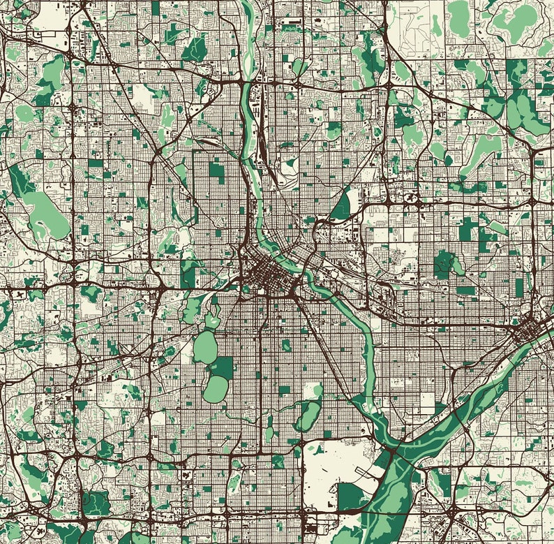 Minneapolis Street Map - Etsy