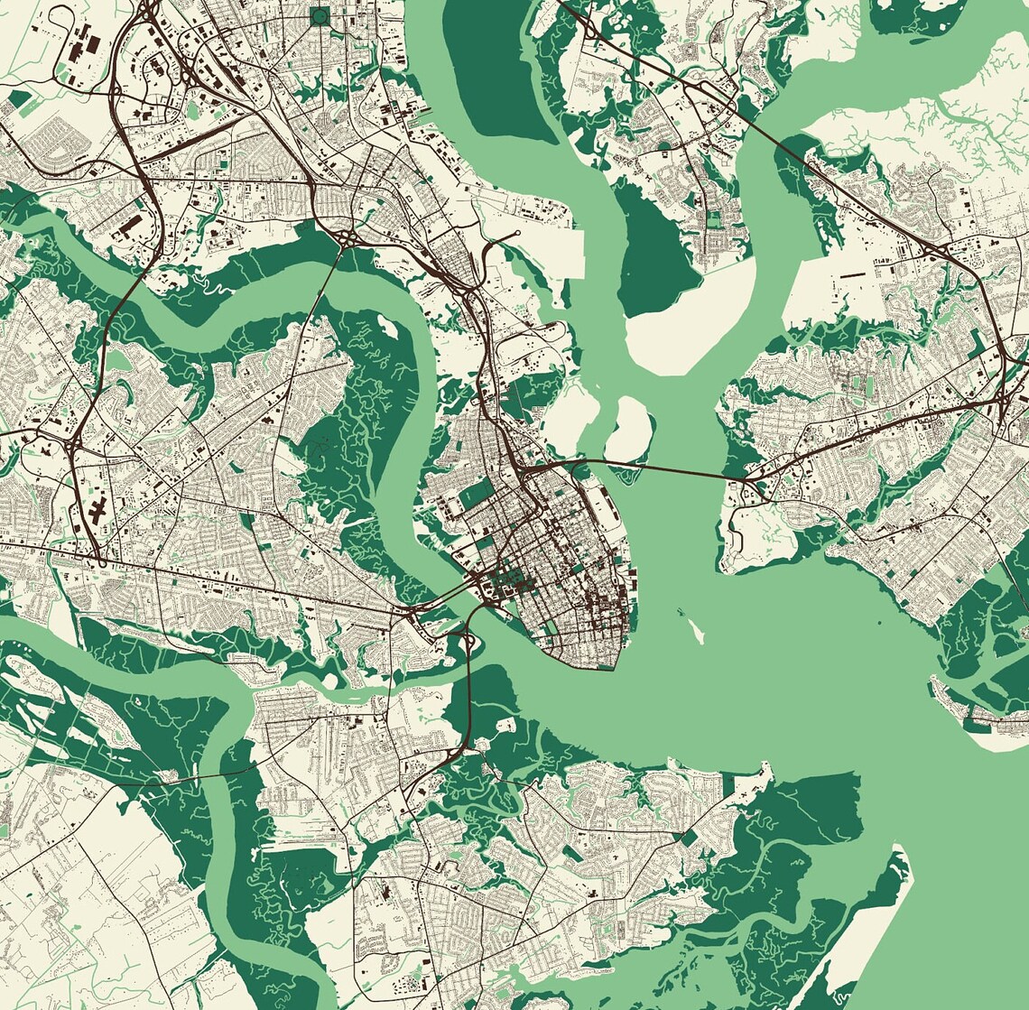 Charleston Street Map - Etsy