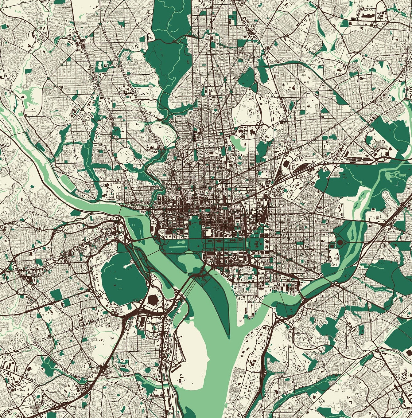 Washington DC Street Map - Etsy