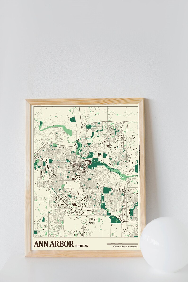 Ann Arbor Street Map - Etsy