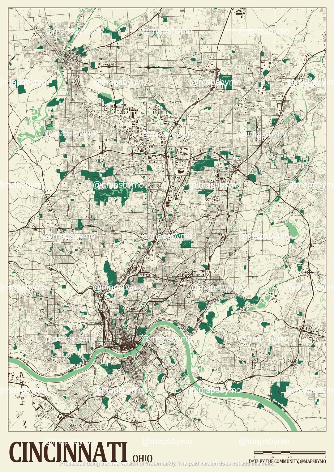 Cincinnati Street Map - Etsy