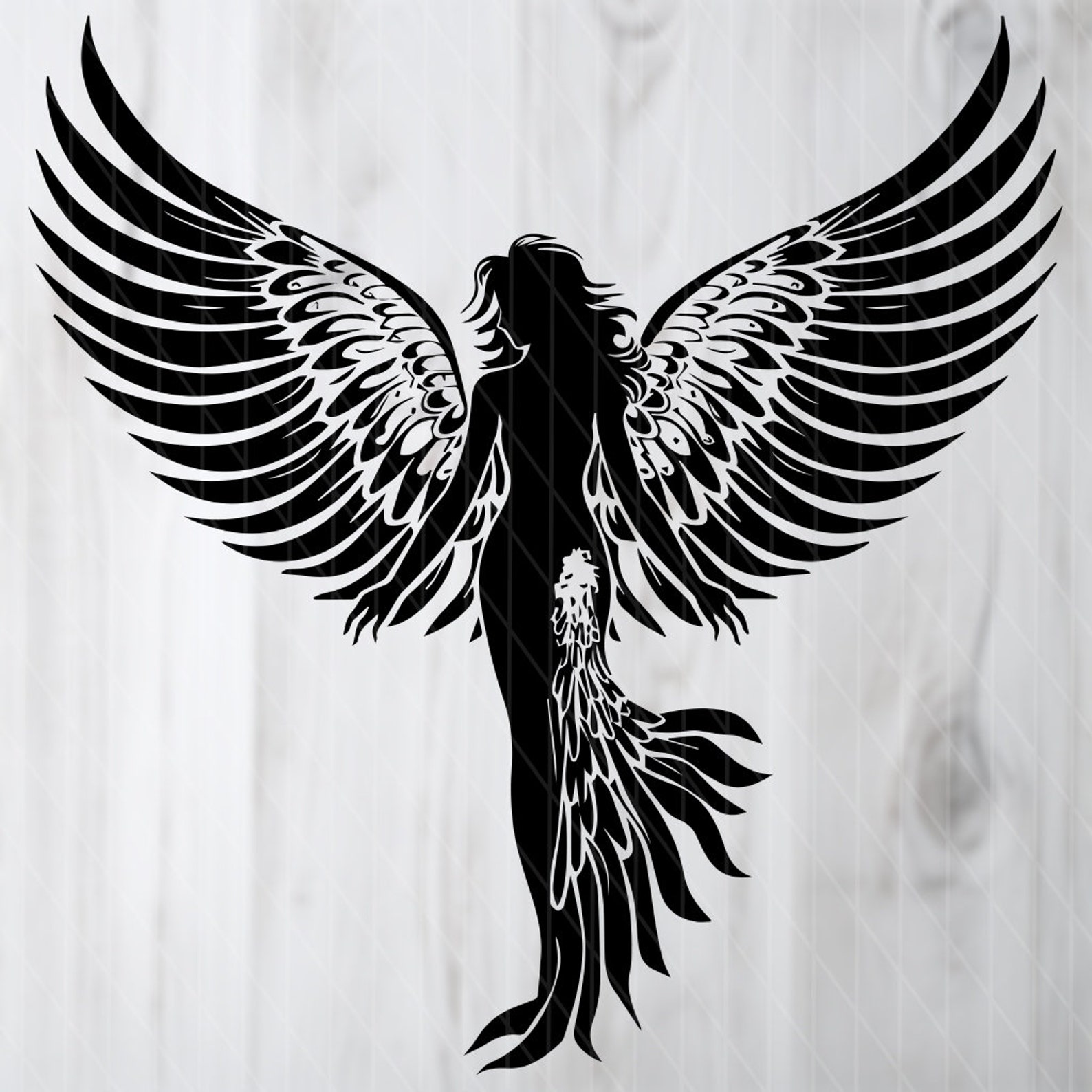 Female Angel SVG File for Instant Download, Angel Silhouette SVG File ...