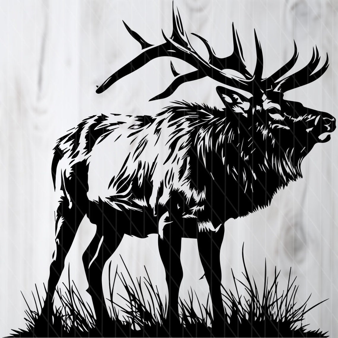 Elk SVG Files for Instant Download, Elk Hunting SVG File for POD, Bull ...