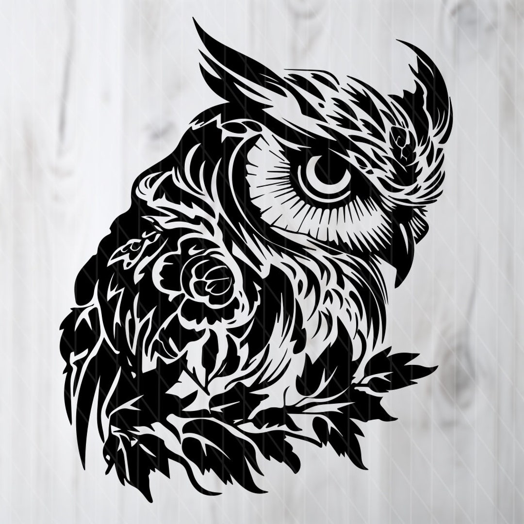 Floral Owl SVG File for Instant Download, Owl SVG File for POD, Bird ...