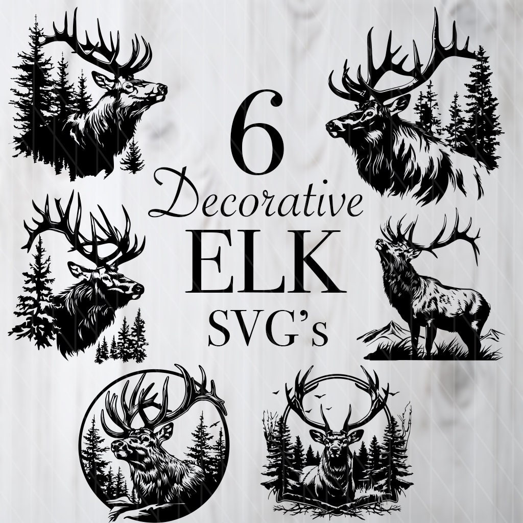 Elk SVG Files for Instant Download, Elk Hunting SVG File for POD, Bull ...